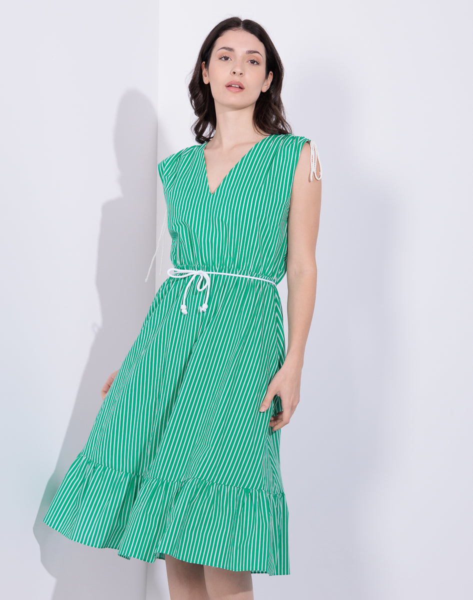 Angelina - Abito midi a righe in mussola stampata – Risskio